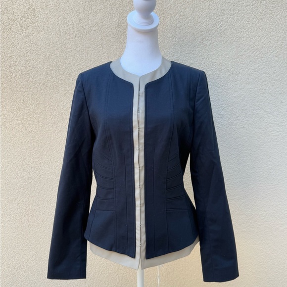 Tahari | Jackets & Coats | Tahari Navy Blue Jacket Blazer With Padded ...